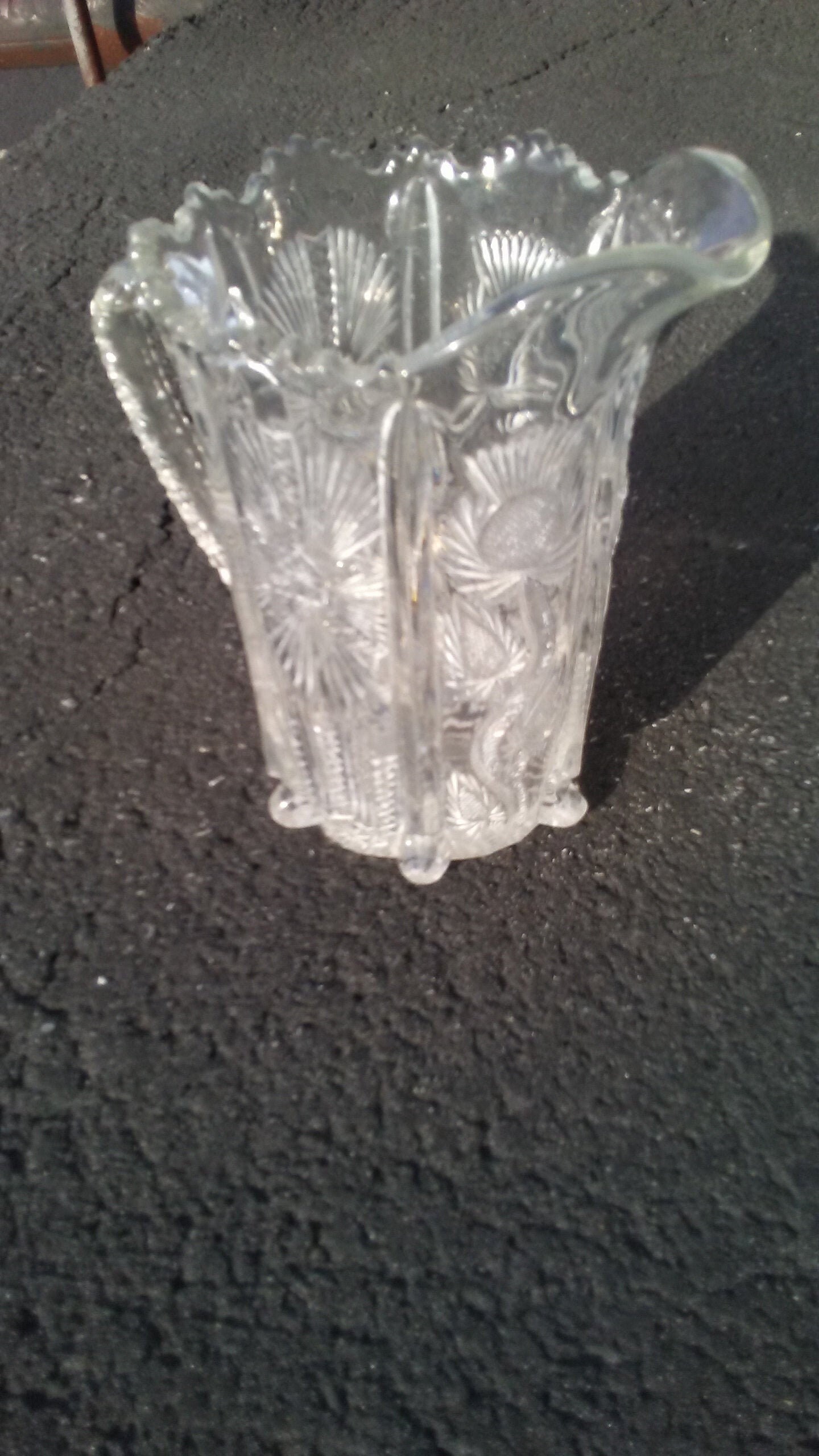 Thistle Pattern Glass Pitcher