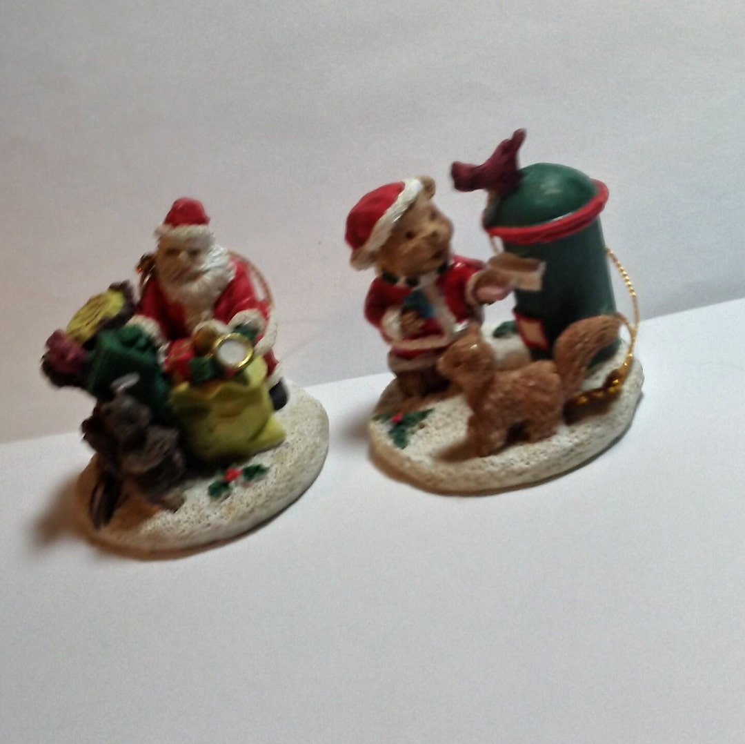 A Pair of Christmas Santa Resin Hanging Ornaments. - Etsy