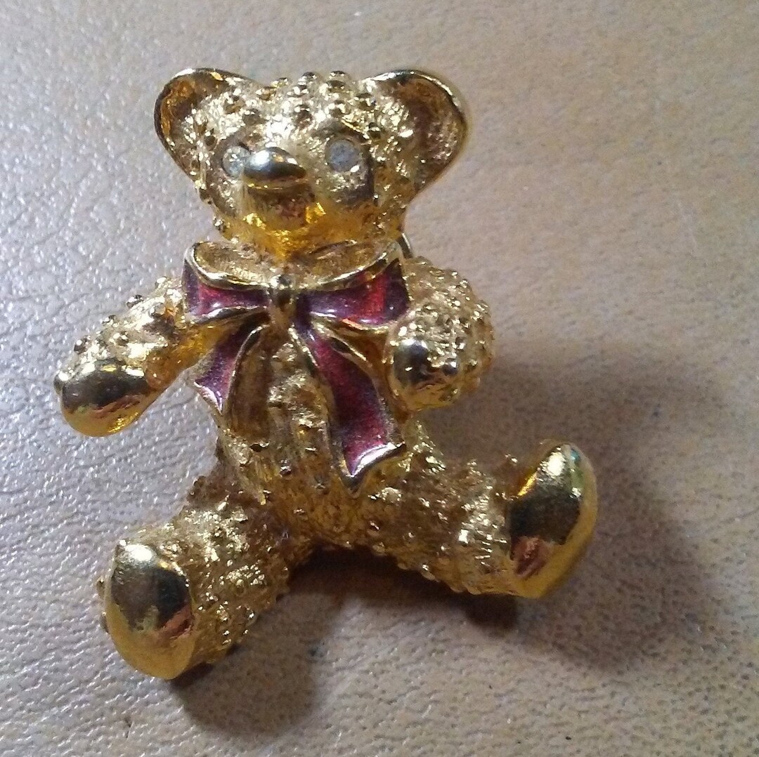Vintage Avon Christmas Bear Golden Metal Lapel Tie Tack Pin. - Etsy