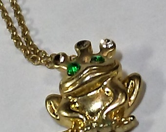 Gold Frog Prince Charm Pendant 14k Gold Frog Necklace Enchanted Frog ...