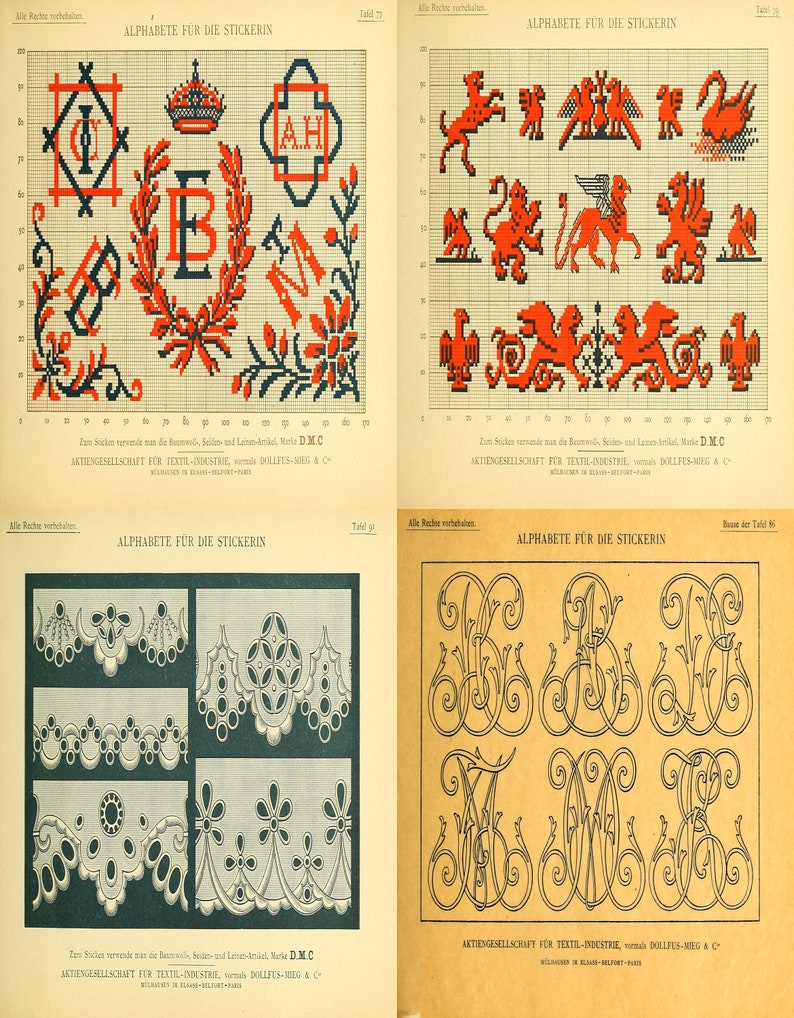 German Embroidery Pattern E-book From 1900s With Alphabets and Other ...