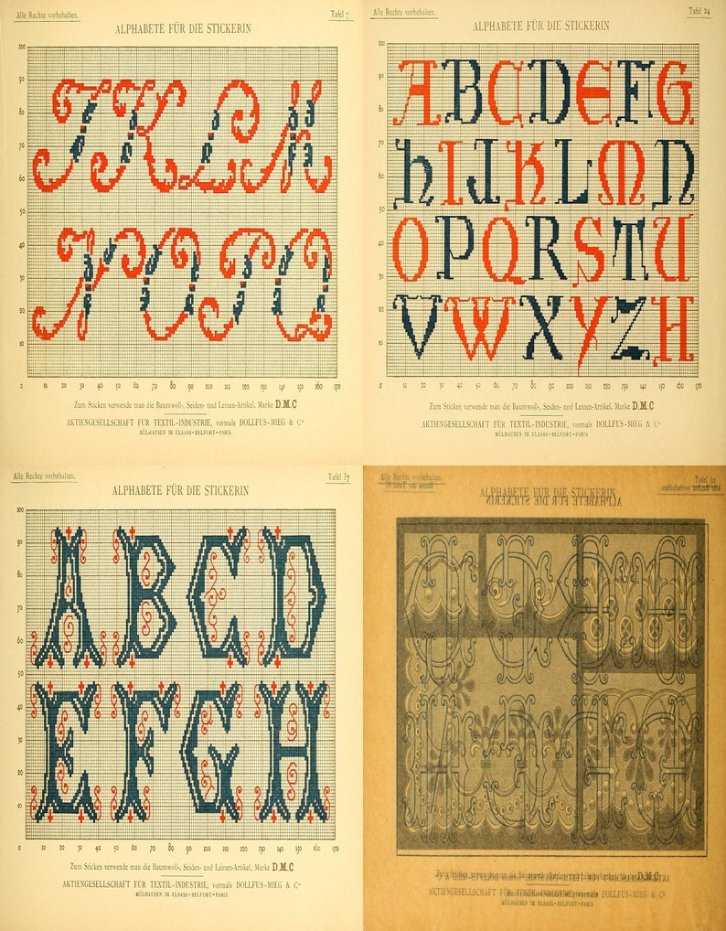 German Embroidery Pattern E-book From 1900s With Alphabets and Other ...
