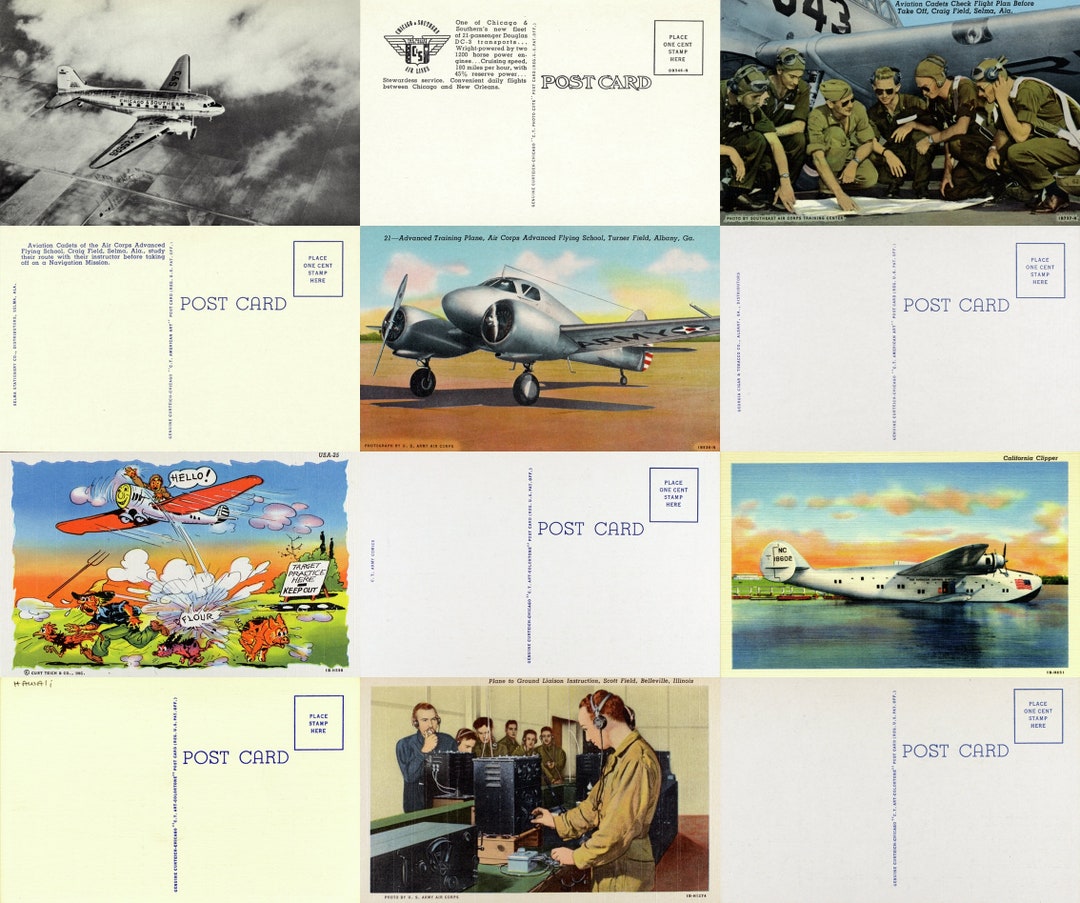 200 Vintage Aeroplane Postcards Aircraft, Air Forces, Air Corps, Pilots ...