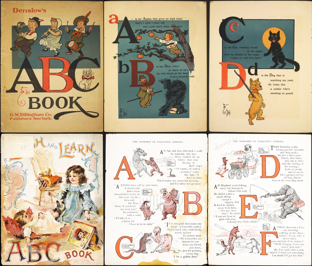 30 x libros electrónicos vintage del alfabeto, libros ABC para niños ...