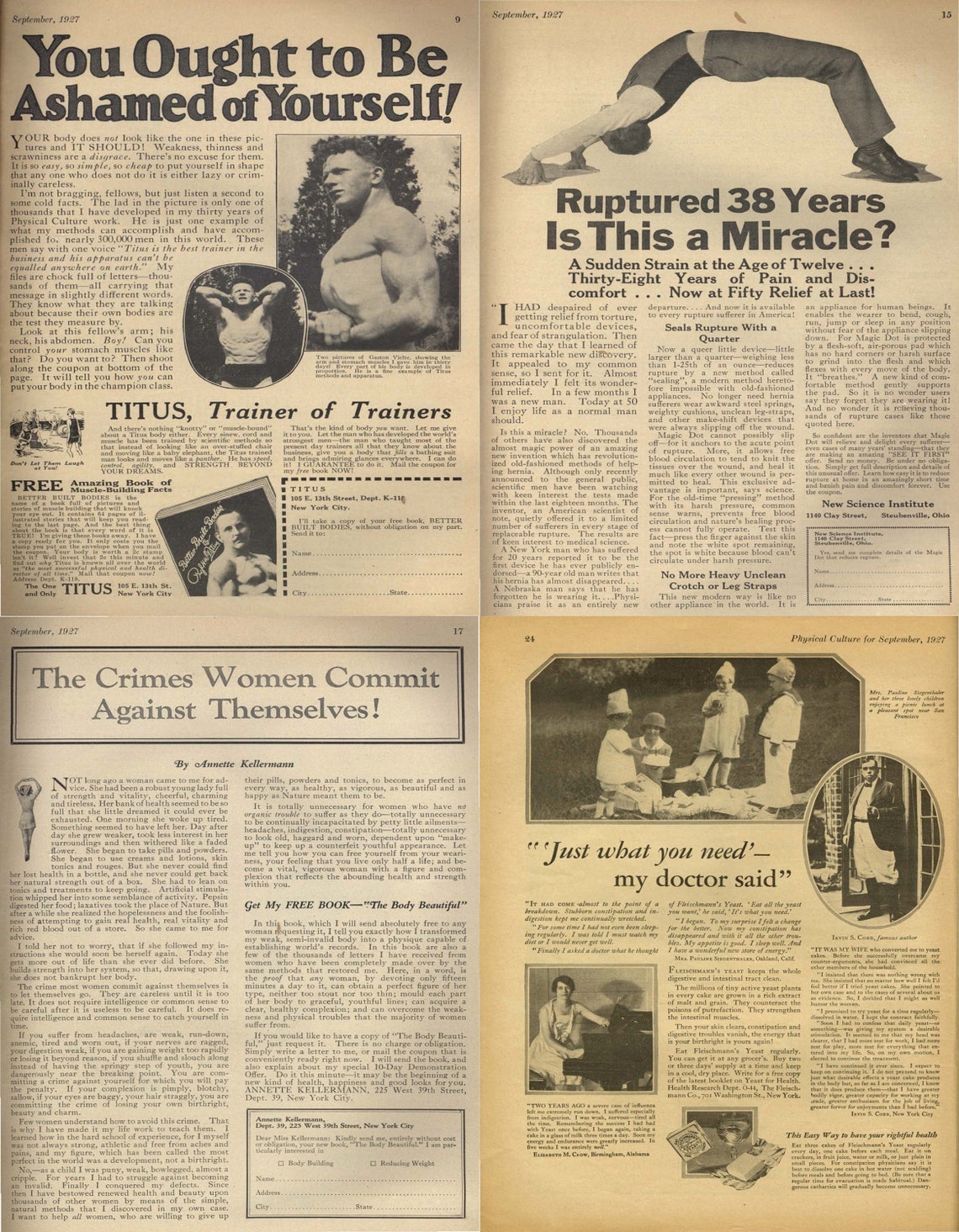 4 X Physical Culture Magazines, Illustrated Vintage Fitness & Health ...