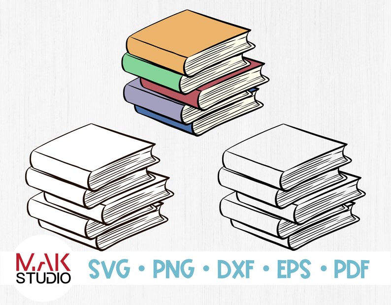 Stack of books svg Stack of books svg files Stack of books cut | Etsy
