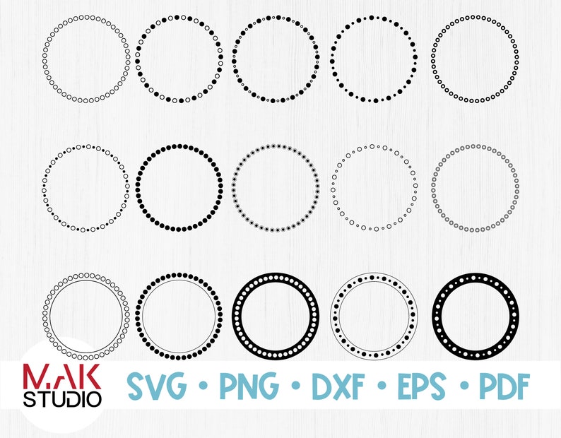 Dotted Circle Svg Dotted Circle Frame Svg Monogram Frame Dxf Etsy
