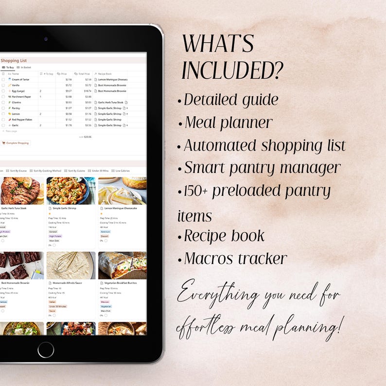 Notion Meal Planner Template, Digital Weekly Meal Planner, Recipe Book ...