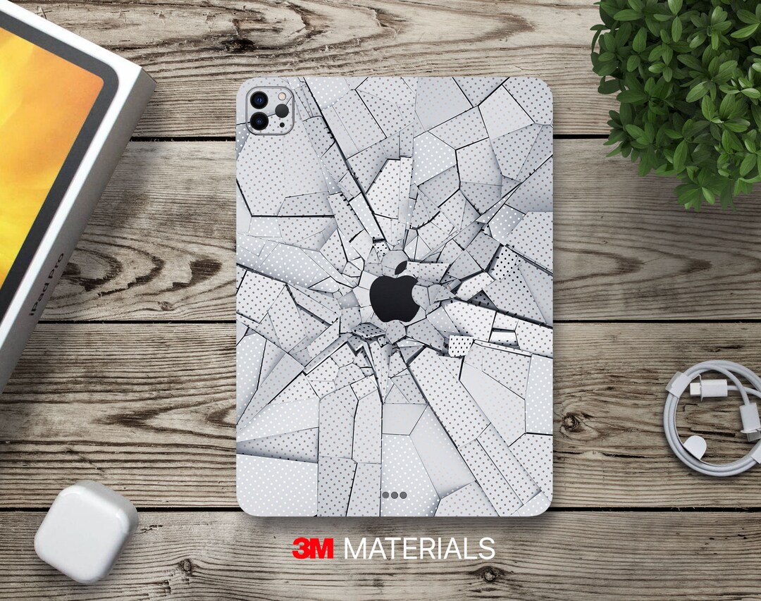 Broken Glass Design Gray iPad Vinyl Decal Skin Protection Stylish ...