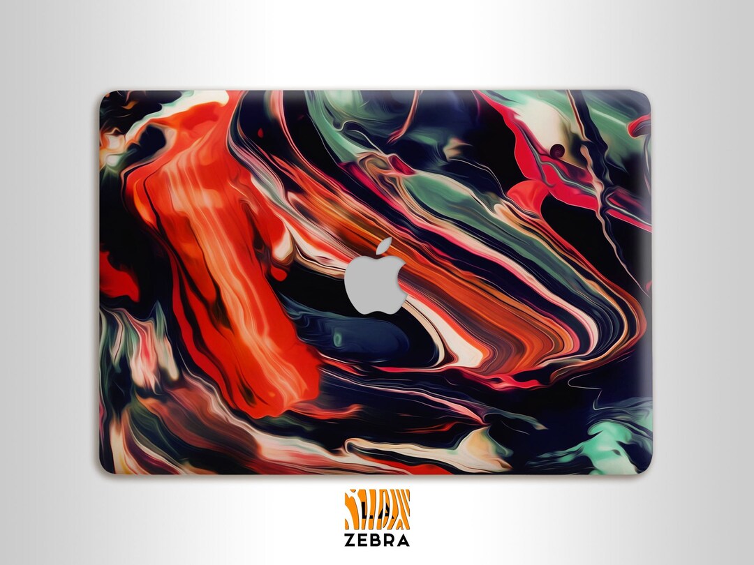 Red and Black Paint Mix MacBook Vinyl Decal Protective Top Bottom ...