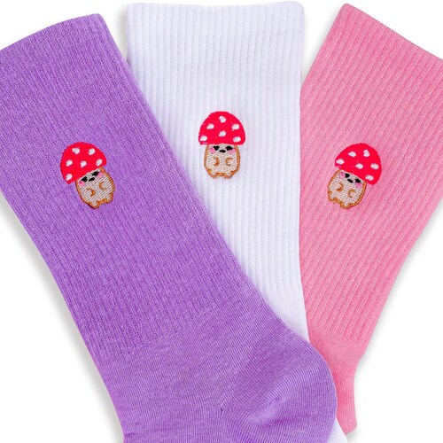 Cute Bear Seedling Embroidered Socks Kawaii Soft Aesthetic - Etsy