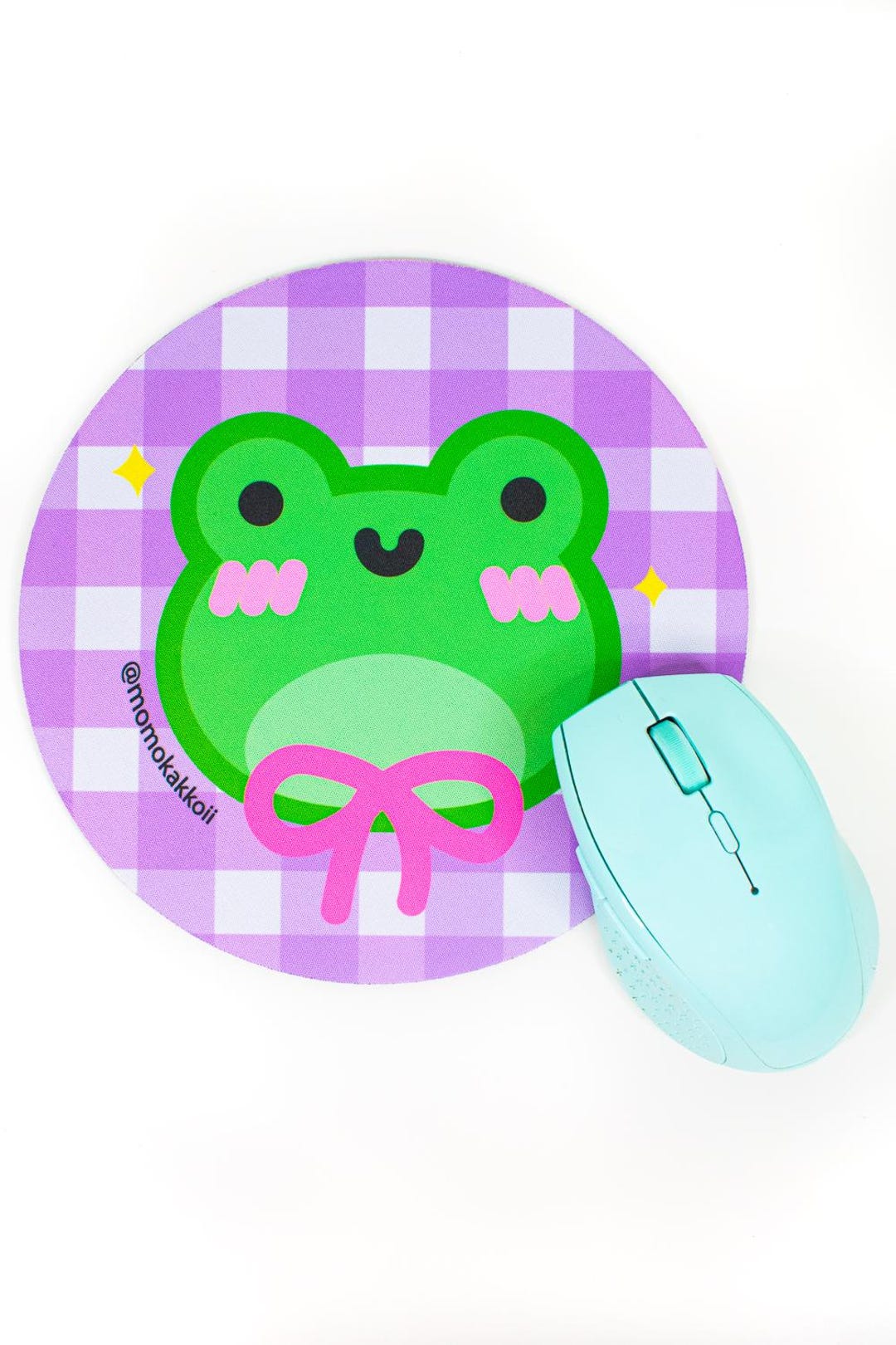 Sweet Bow Albert the Frog Round Mouse Pad Coquette Whimsical ...