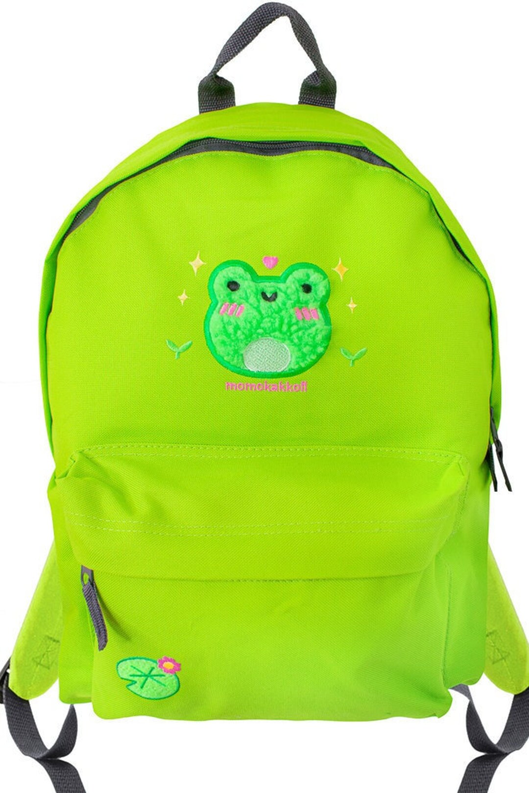 Fluffy Albert the Frog Embroidered Backpack School Bag Green Phrog ...