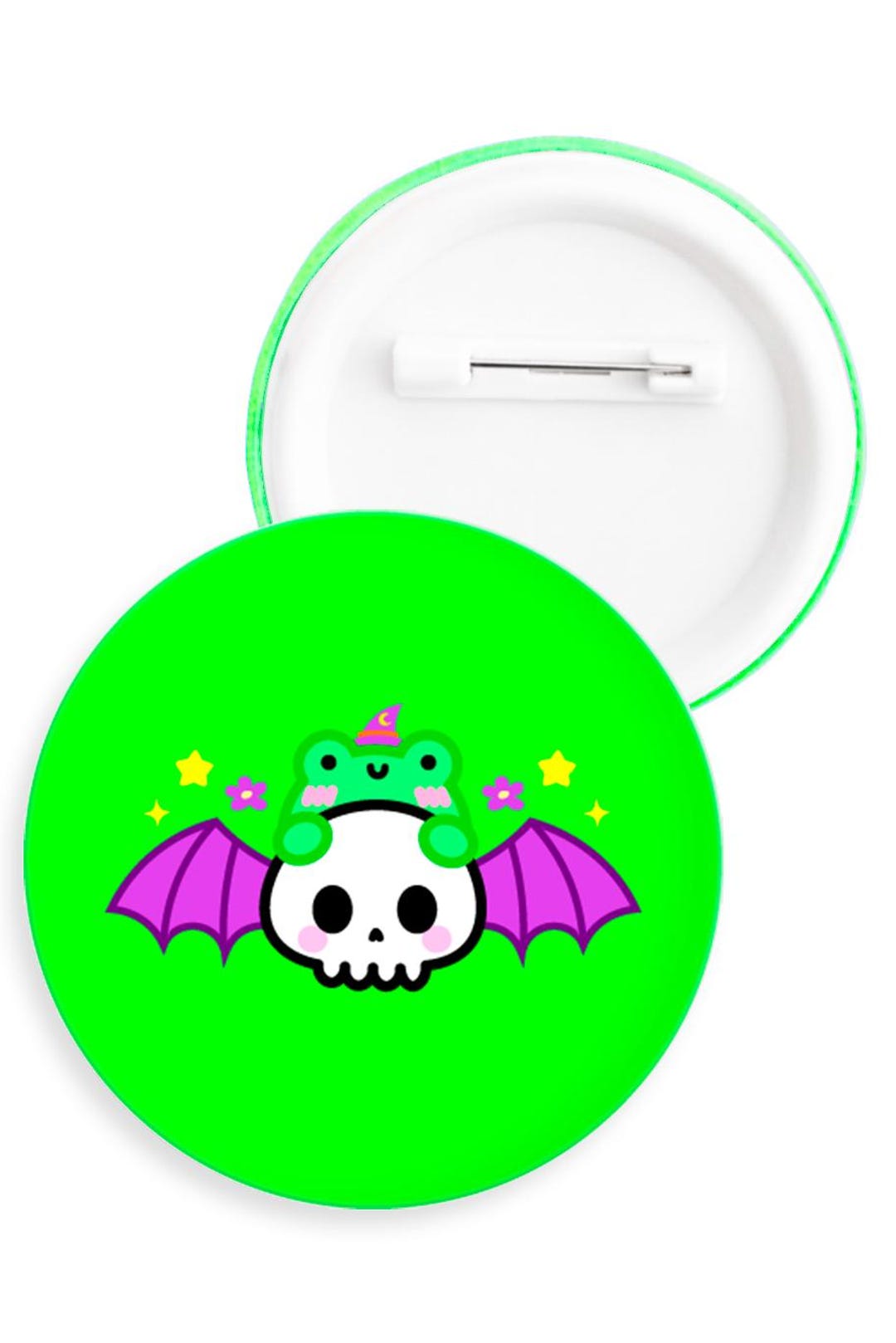 Albert the Frog and the Flying Skull Button Badge Pinback Button ...