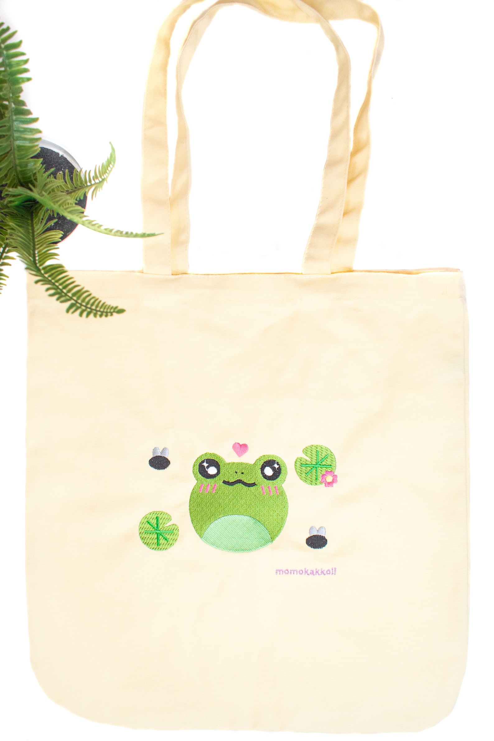 Organic Cotton Froggy Embroidered Tote Bag Cute Kawaii Frog | Etsy