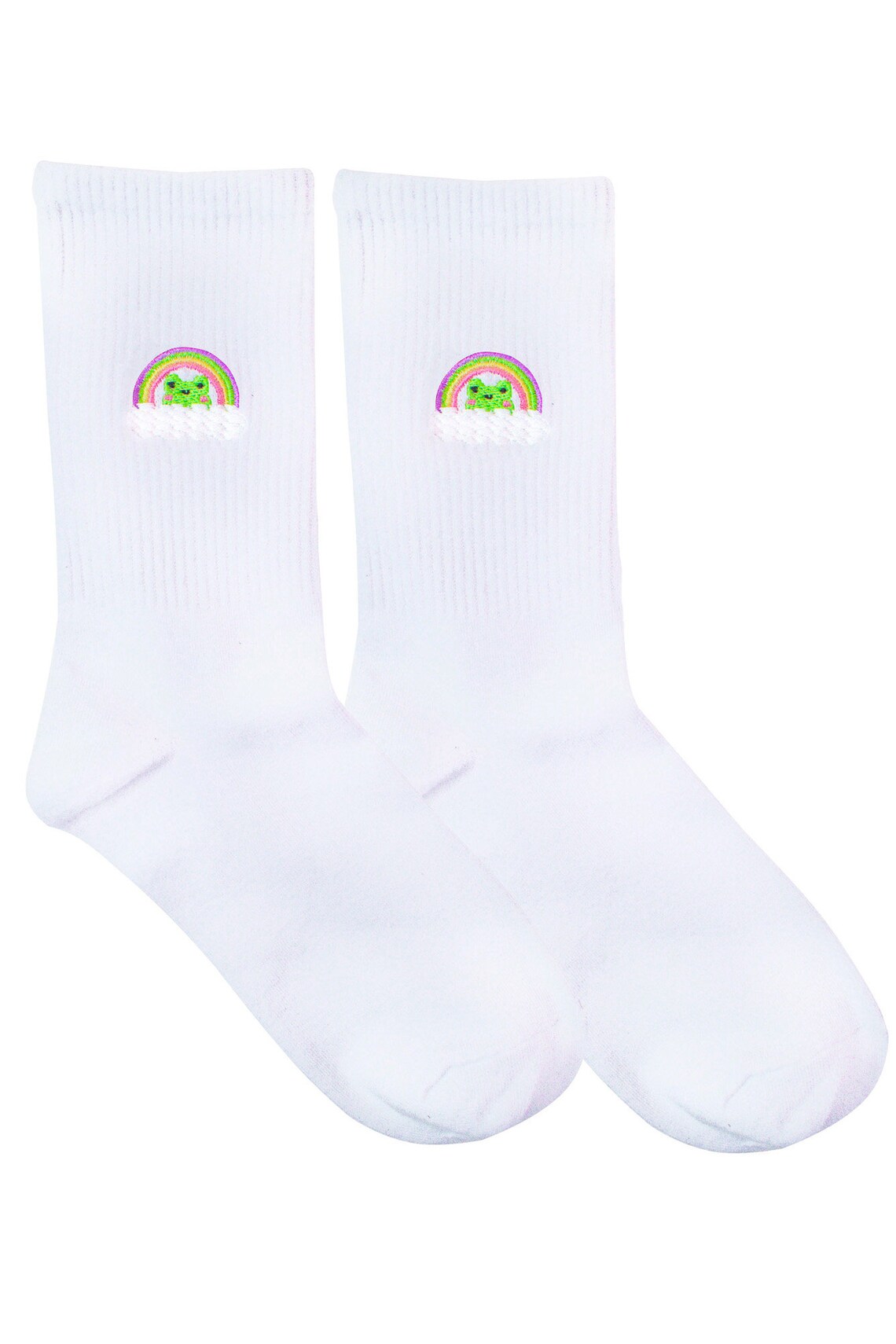 Froggy Rainbow Cute Embroidered Socks Kawaii Cloud Mori Girl - Etsy