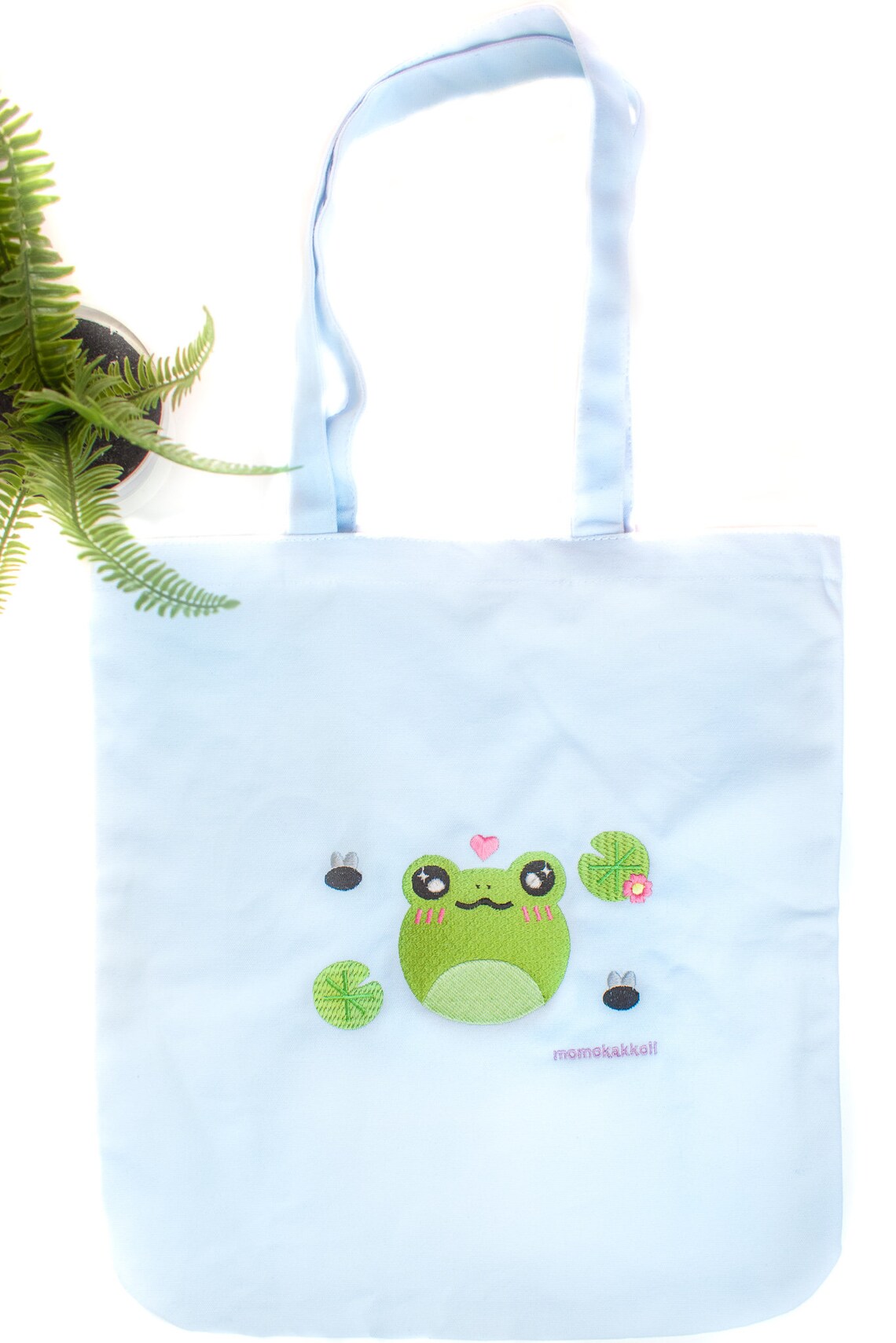 Organic Cotton Froggy Embroidered Tote Bag Cute Kawaii Frog | Etsy