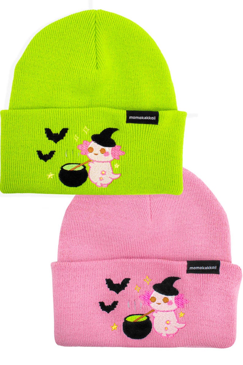 Xoxi the Axolotl Witch Embroidered Beanie Spooky Halloween - Etsy