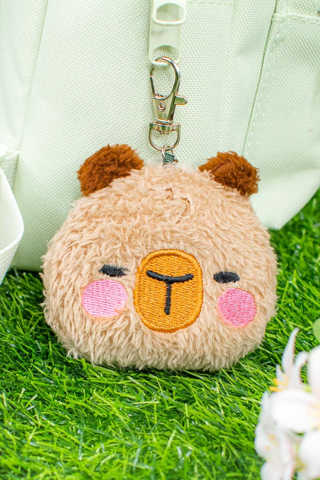Theo the Capybara Keychain – Fluffy Handmade Plush Charm, Kawaii Animal ...