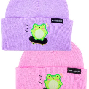 Skater Albert the Frog Embroidered Beanie Adorable Kawaii Funny Soft ...