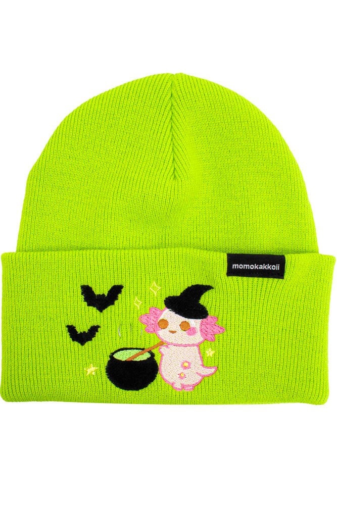 Xoxi the Axolotl Witch Embroidered Beanie Spooky Halloween - Etsy