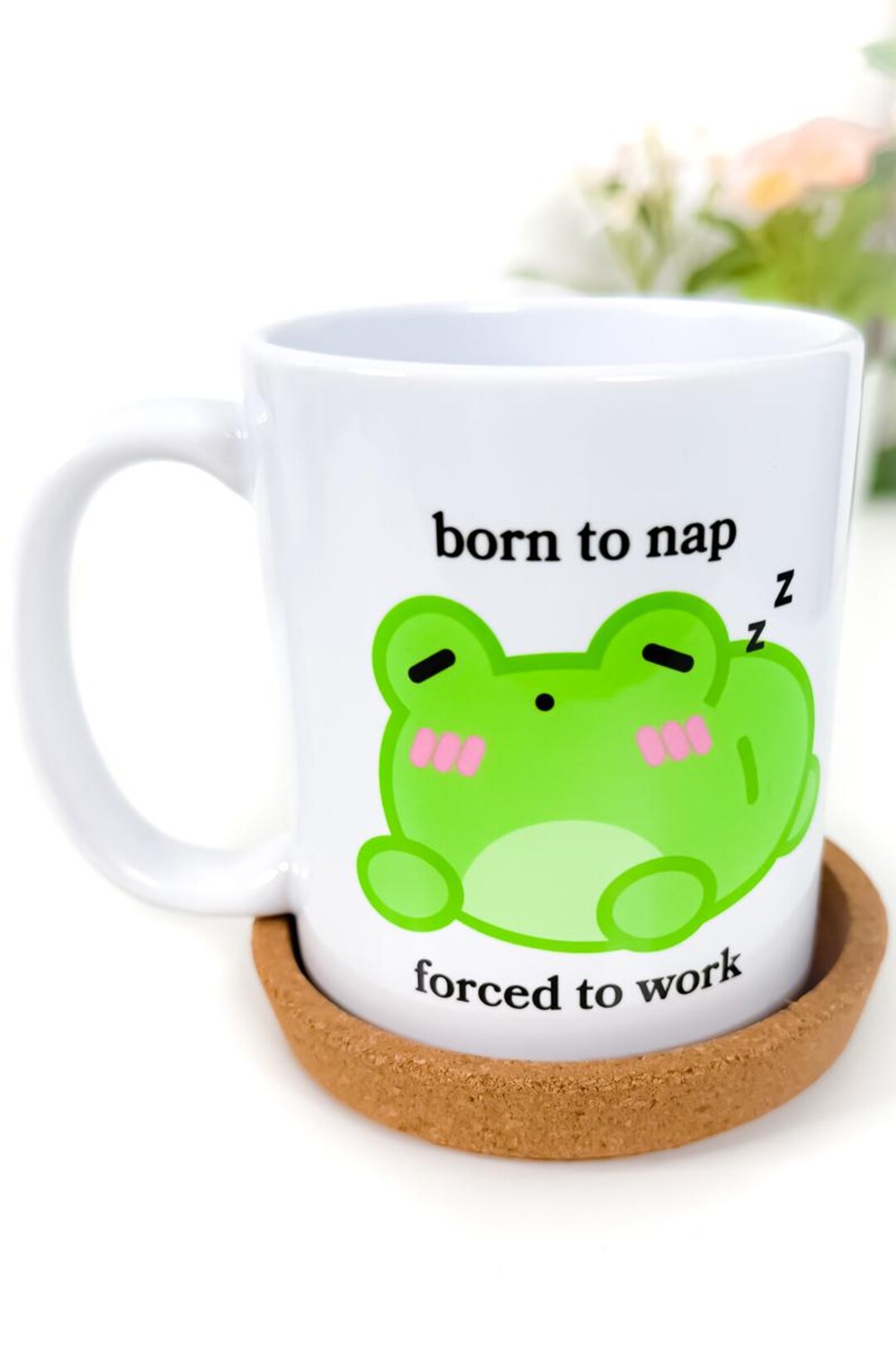 Born to Nap, Forced to Work Mug - Cute Sleeping Albert the Frog Office ...