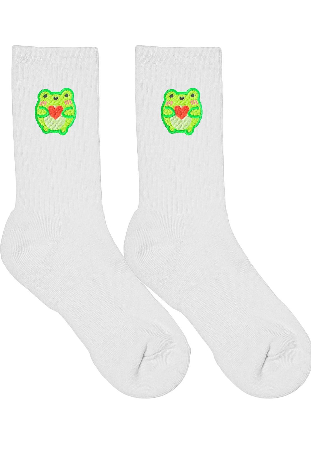 Cute Albert the Frog Socks - Adorable Heart Froggy Embroidered Socks ...