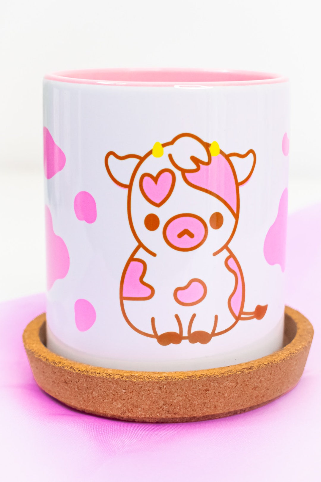 Strawberry Cow Pink Mug Cottagecore Aesthetic Adorable Kawaii Cutecore ...