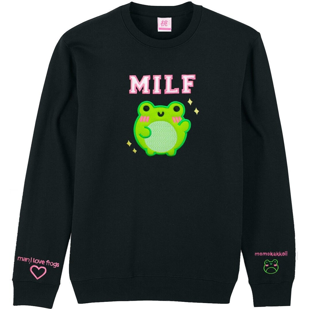 Organic Cotton Man I Love Frogs Embroidered Sweatshirt Funny Phrog Meme ...