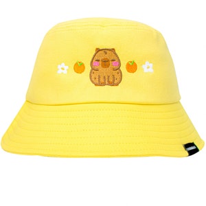 Theo the Capybara Embroidered Bucket Hat Capy Sky Blue Purple Summer ...