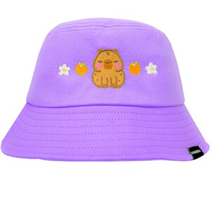 Theo the Capybara Embroidered Bucket Hat Capy Sky Blue Purple Summer ...