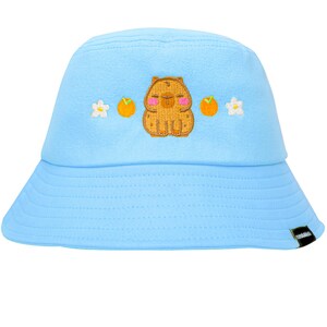 Theo the Capybara Embroidered Bucket Hat Capy Sky Blue Purple Summer ...