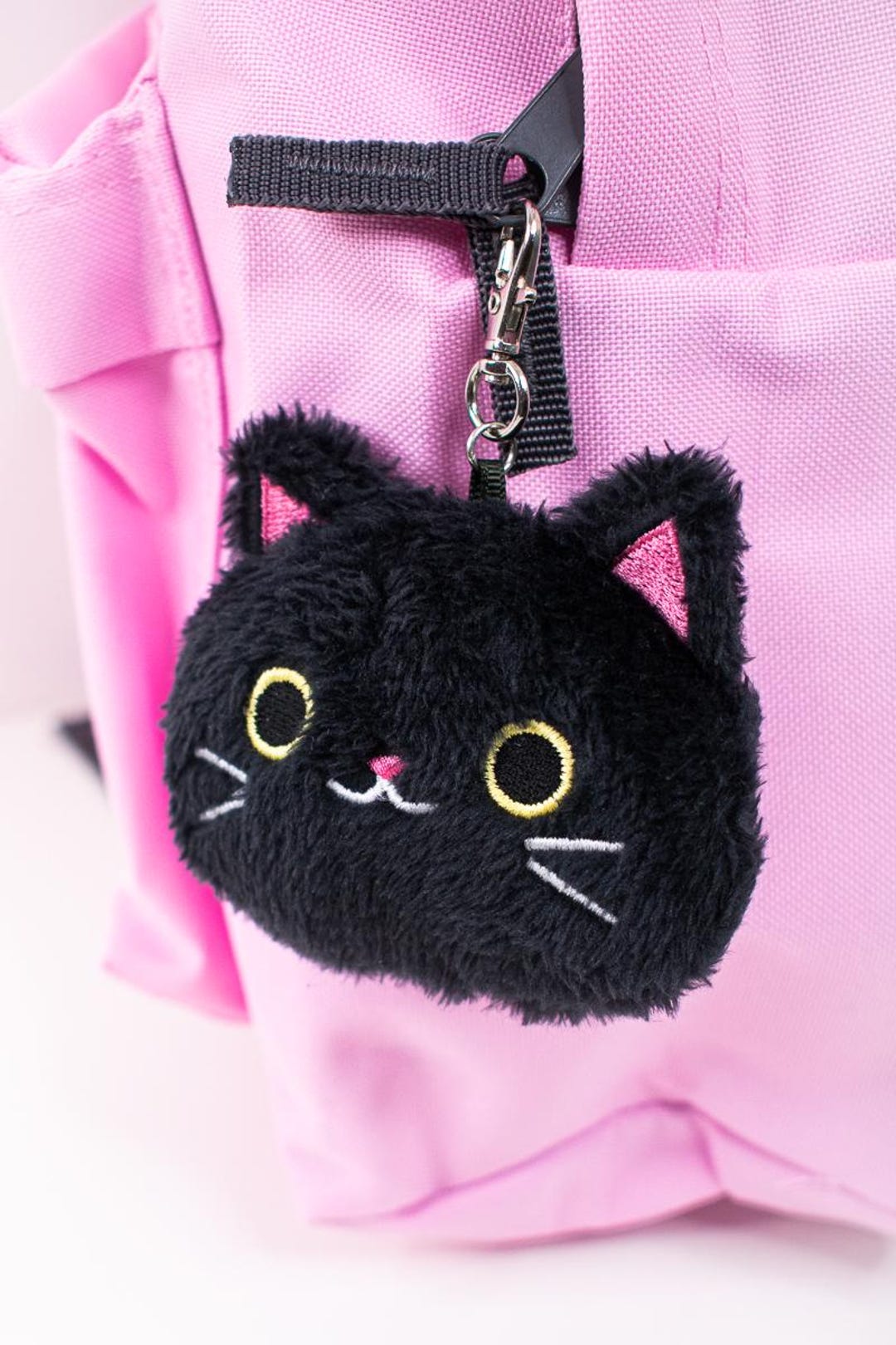 Umi the Cat Keychain - Cute Plush Black Cat Charm for Backpacks, Purses ...