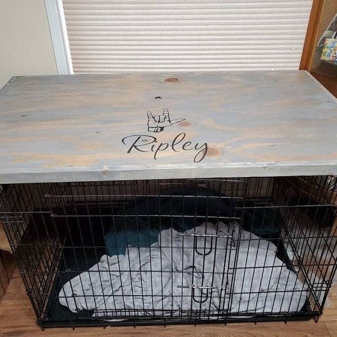 Dog Crate Topper, Dog Kennel Wood Table Top, Dog Crate Table, Wire ...