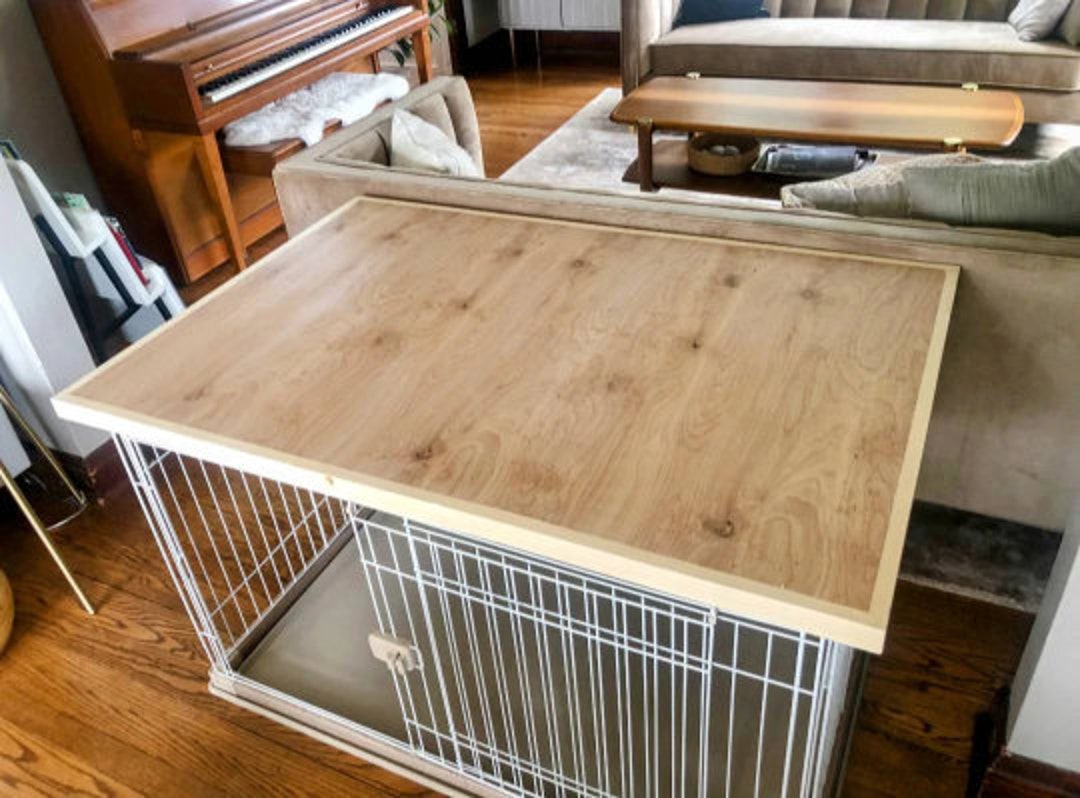 Dog Crate Topper , Safety Lip Included , Kennel Wood Table Top, Crate ...