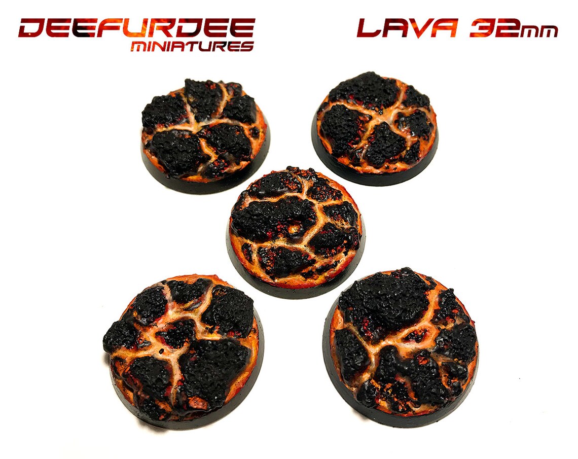 32mm 'Lava' Bases 5 pack Warhammer 40k AoS DnD and | Etsy