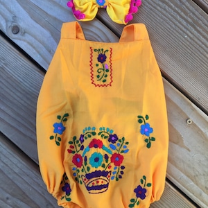 Baby Rumper, Embroidered Baby Bodysuit, Baby Mexican Romper, Fiesta ...