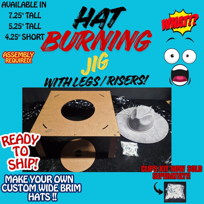 Hat Burning Jig, Laser Engraving, Reusable Wide Brim Kit W/ Clips and ...