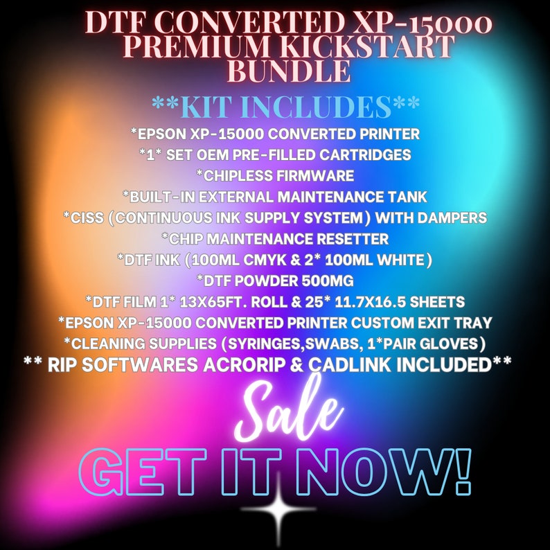 DTF PRINTER Converted XP-15000 Epson A3 Premium Kickstart Bundle ...