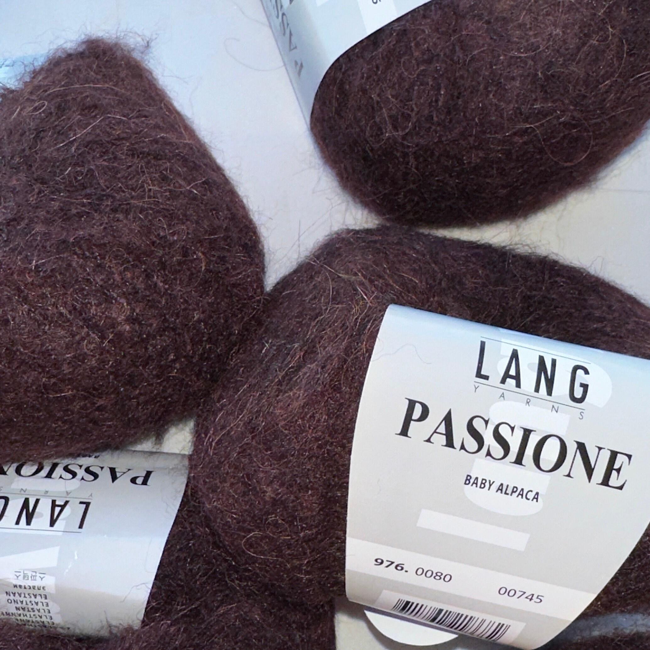 Lang Yarns Passione Bouclé Yarn / Color: 0080 Plum Brown With Hints of ...