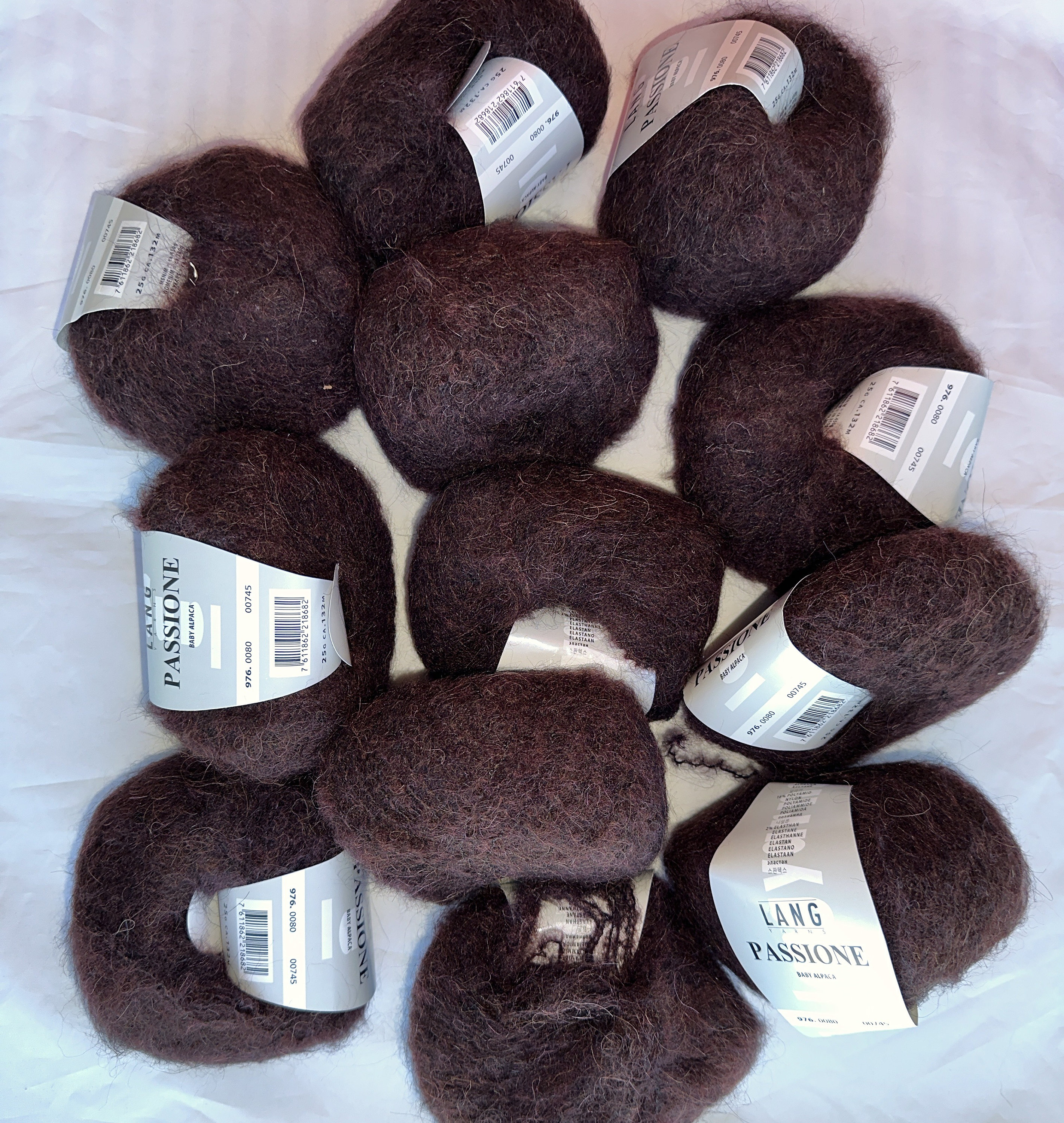 Lang Yarns Passione Bouclé Yarn / Color: 0080 Plum Brown With Hints of ...