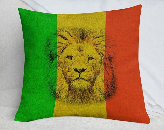 Rasta Lion Pillow, Rasta Colors Pillow, Rastafari-double Sided Lion of ...