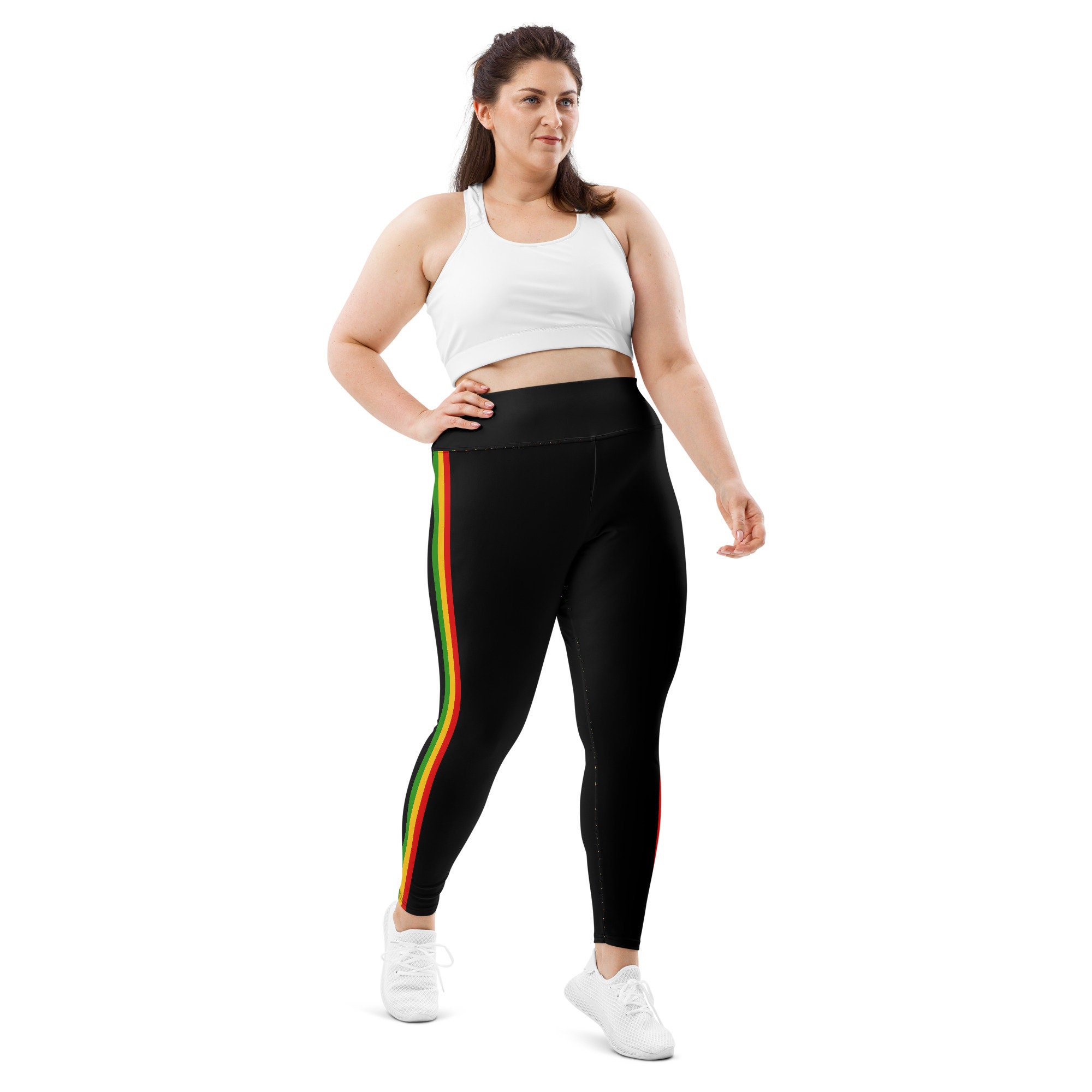 Women's Rasta Colors Plus Size Leggings Rastafari Jogging Pants, Sporty ...