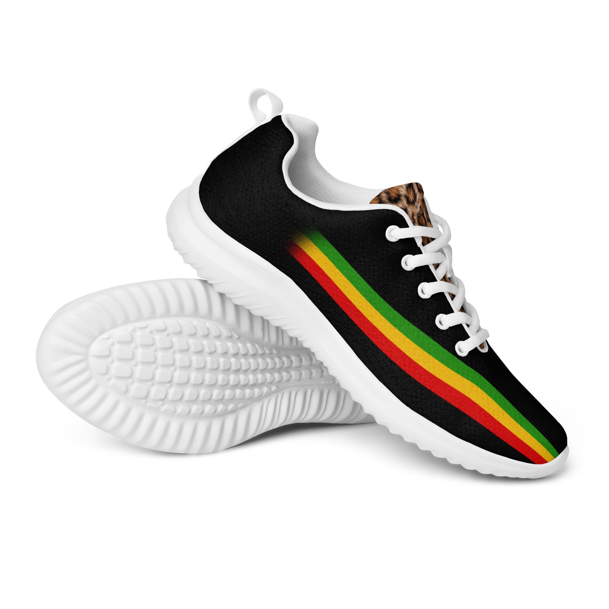 Black Rasta Colors Mens Sneakers Leopard Print Reggae - Etsy