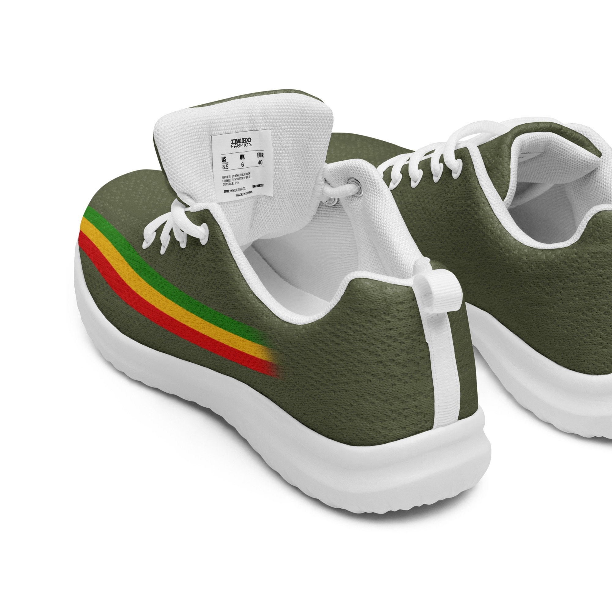 Army Green Rasta Colors Mens Sneakers Reggae Athletic Shoes, Rasta ...