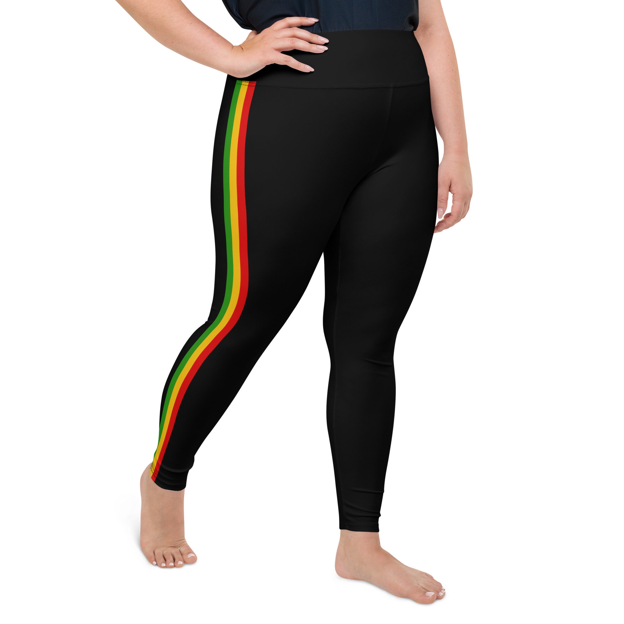 Women's Rasta Colors Plus Size Leggings Rastafari Jogging Pants, Sporty ...