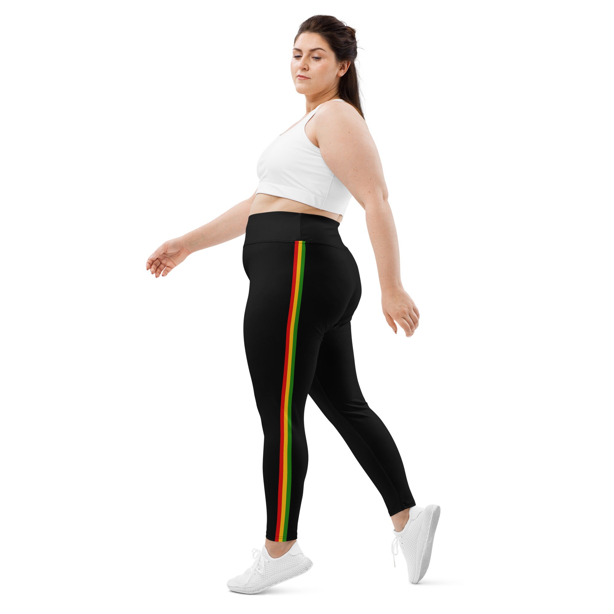 Women's Rasta Colors Plus Size Leggings Rastafari Jogging Pants, Sporty ...