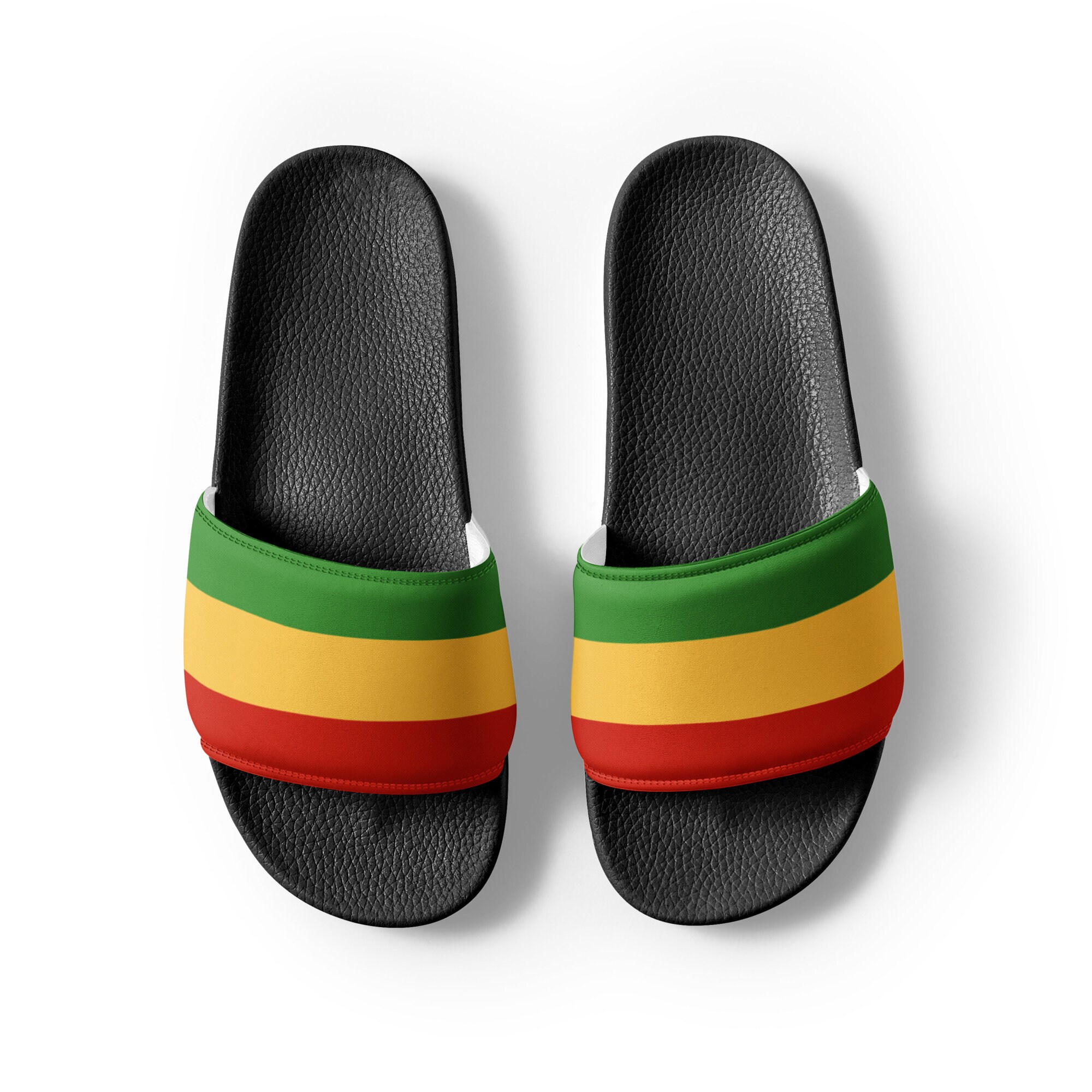 Men's Rasta Colors Slides, Reggae Shoes, Red, Green and Gold, Rasta ...
