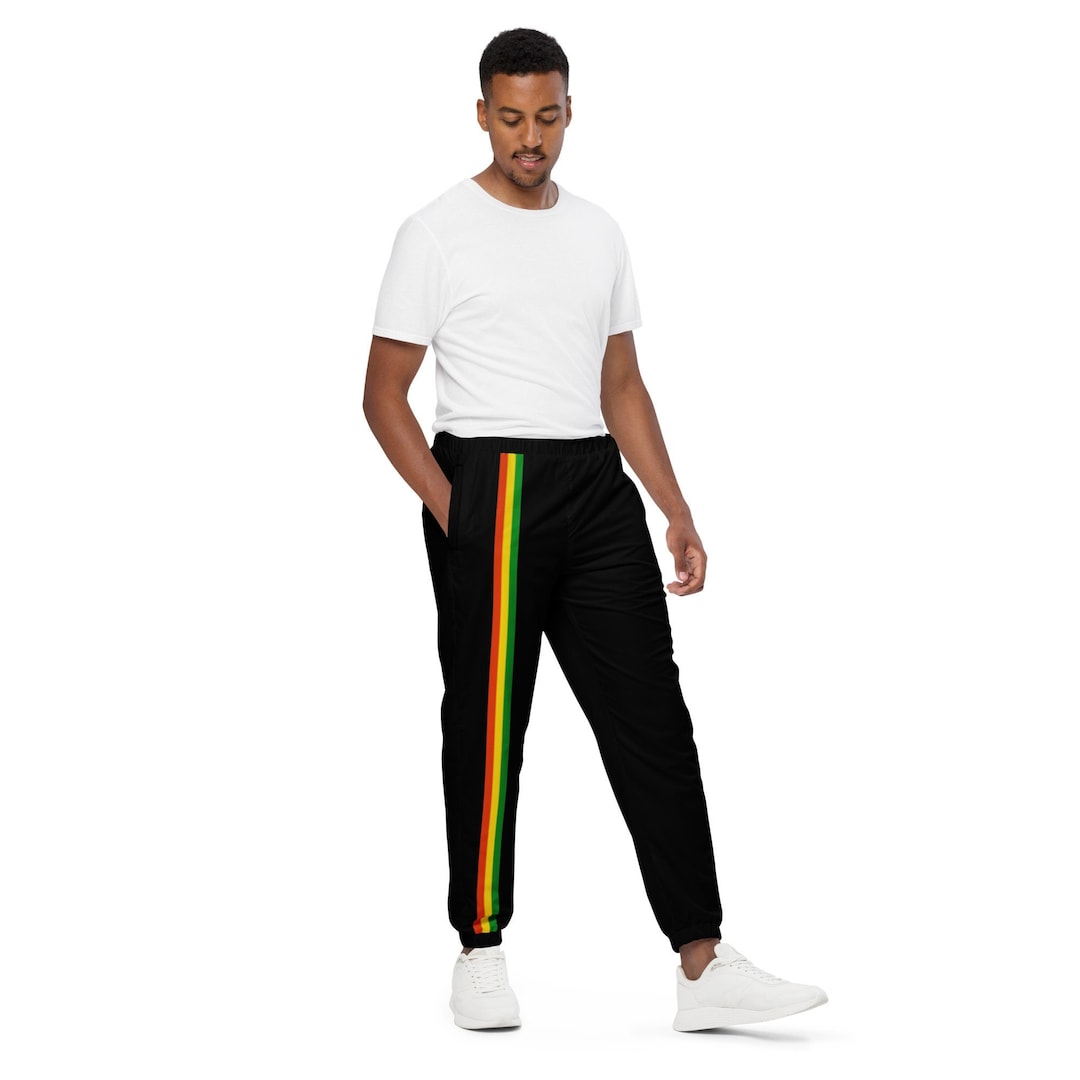 Rasta Colors Unisex Black Joggers - Rastafari Track Pants, Reggae ...