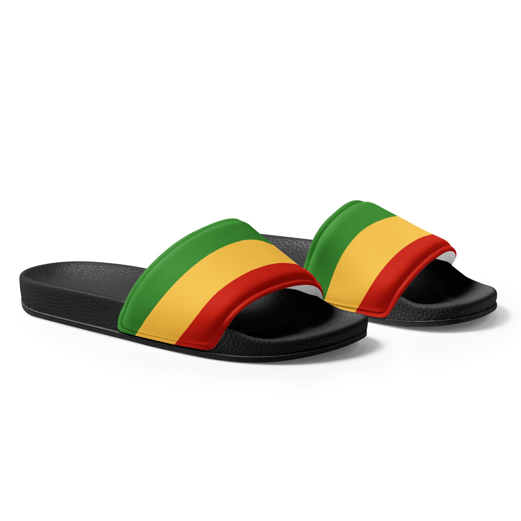 Men's Rasta Colors Slides, Reggae Shoes, Red, Green and Gold, Rasta ...